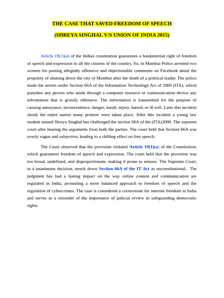 The Case That Saved Freedom of Speech - College | PDF