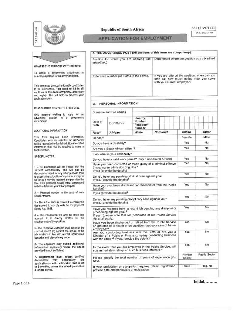 Z83 Form | PDF
