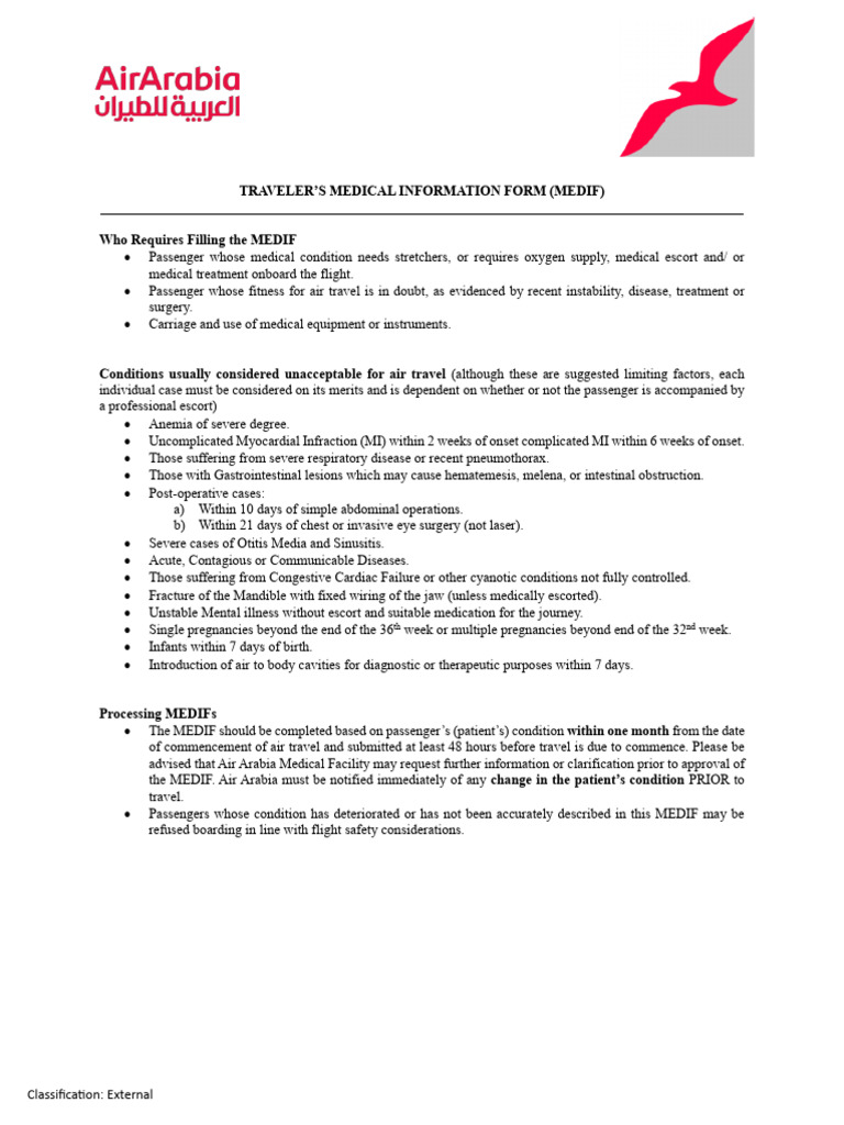 Air Arabia MEDIF and Travel Guidelines | PDF | Airport | Diseases And ...