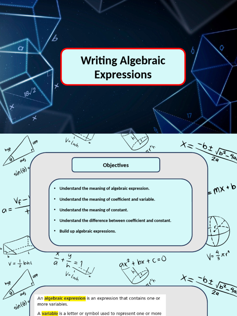 Algebraic Expressions DEMO | PDF