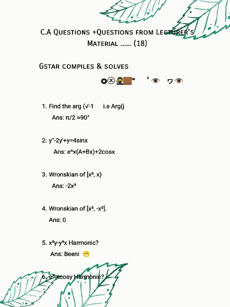 CHE 264 Questions (Gstar) - 1 | PDF