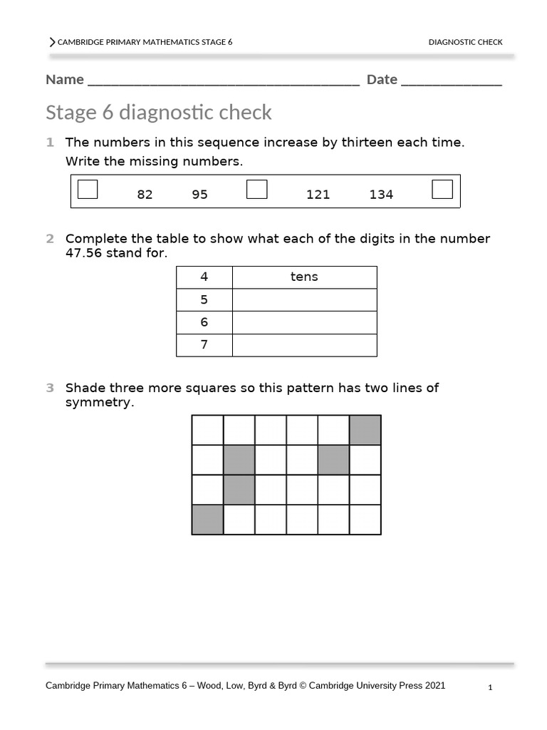 Year 6 Diagnostic Check Editable | PDF | Area | Triangle