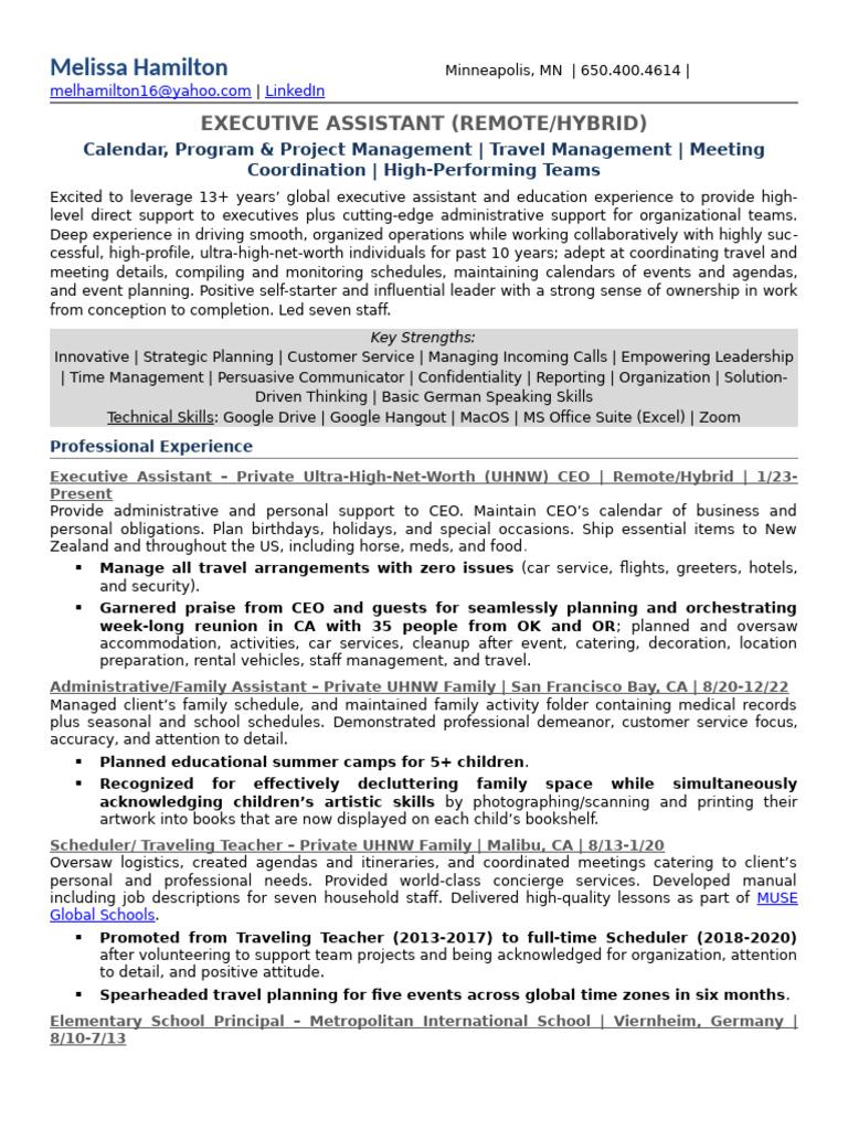 Hamilton Melissa Resume 2023 | PDF