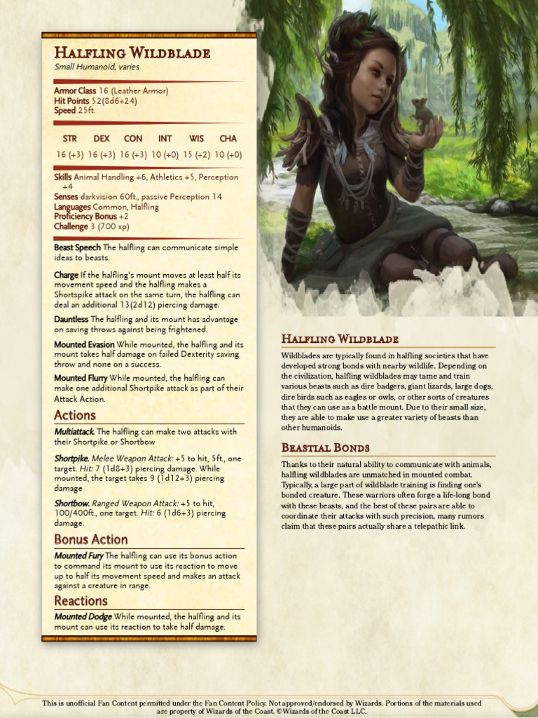 Halfling Wildblade by Sonixverse Labs - GM Binder | PDF