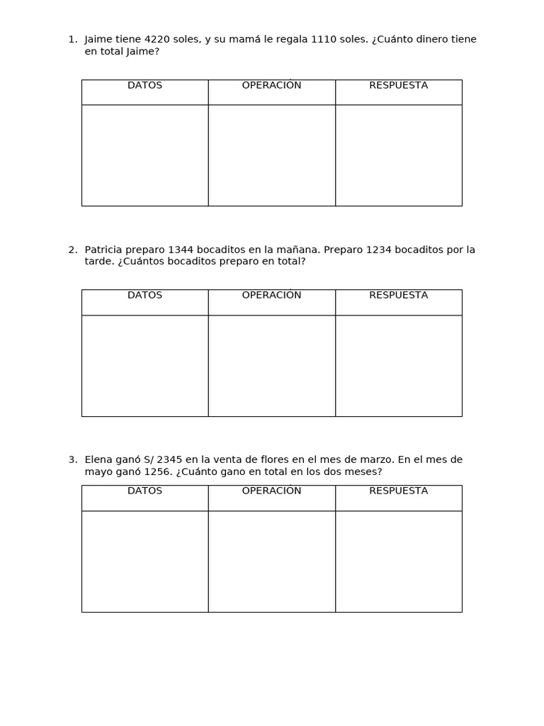 Problemas de Adicion | PDF