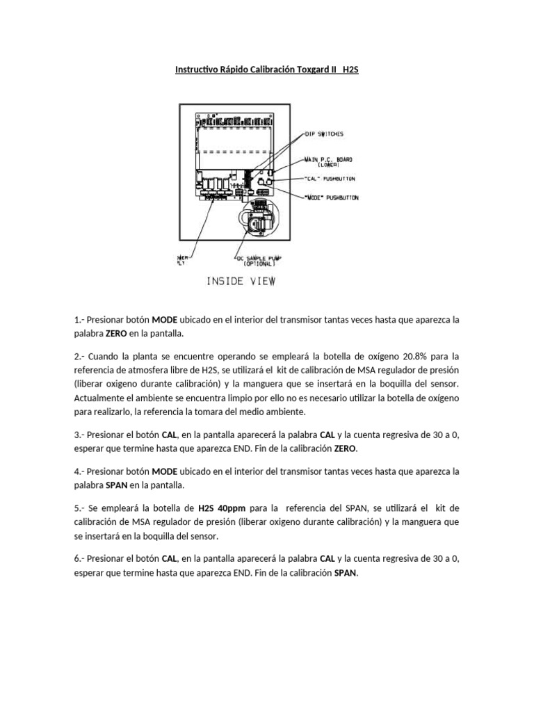 Calibración Rápida Toxgard II H2S | PDF