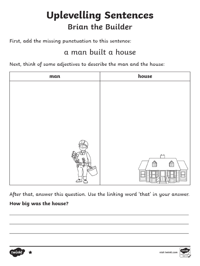 Brian The Builder Uplevelling Sentences | PDF