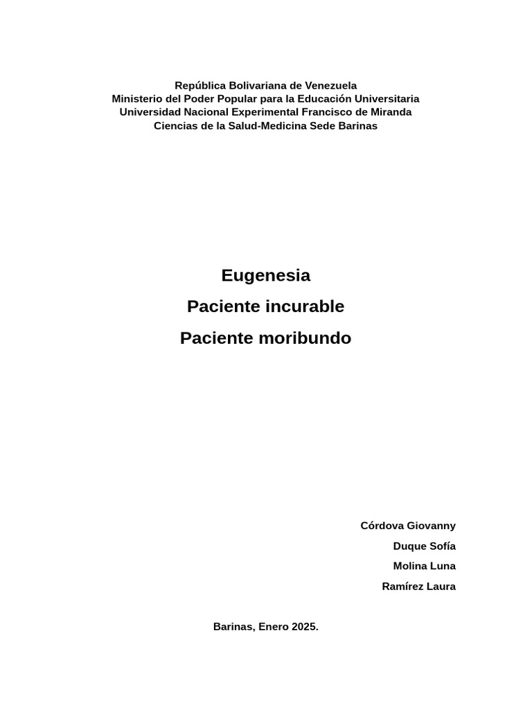 Eugenesia y Cuidados en Pacientes Terminales | PDF | Eugenesia ...