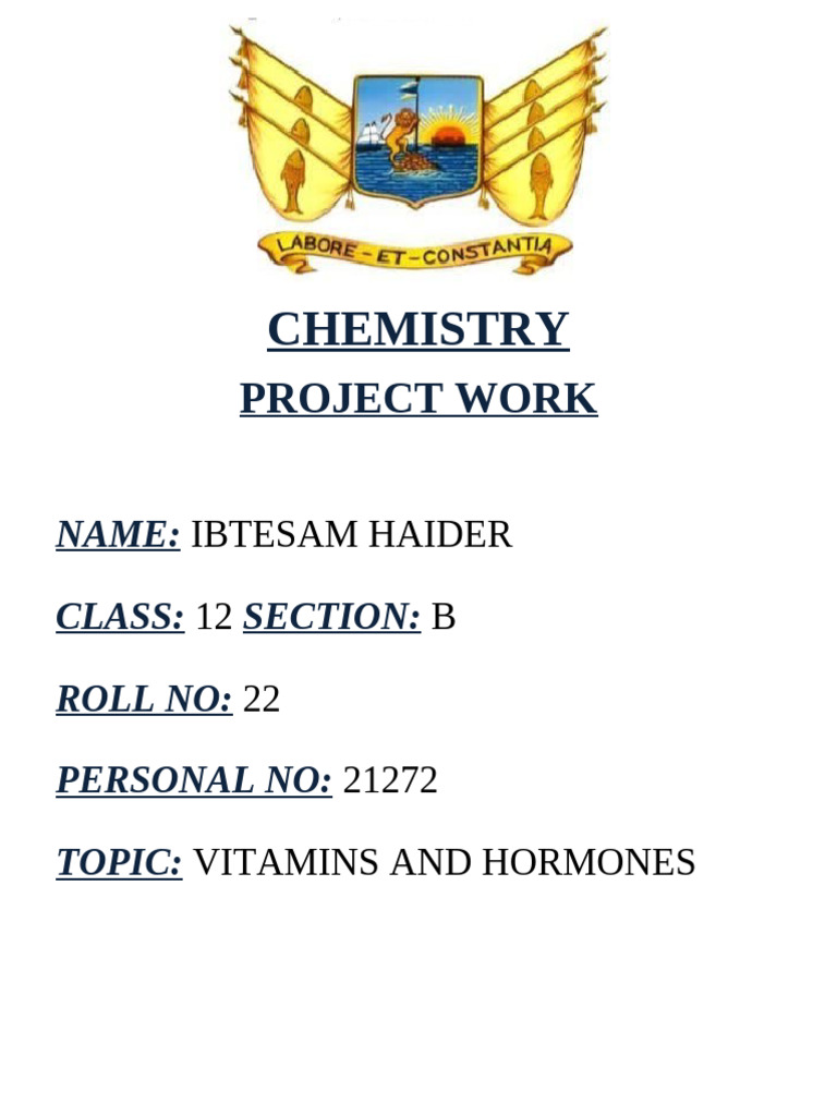 Chemistry Project Class 12-2 | PDF | Hormone | Vitamin