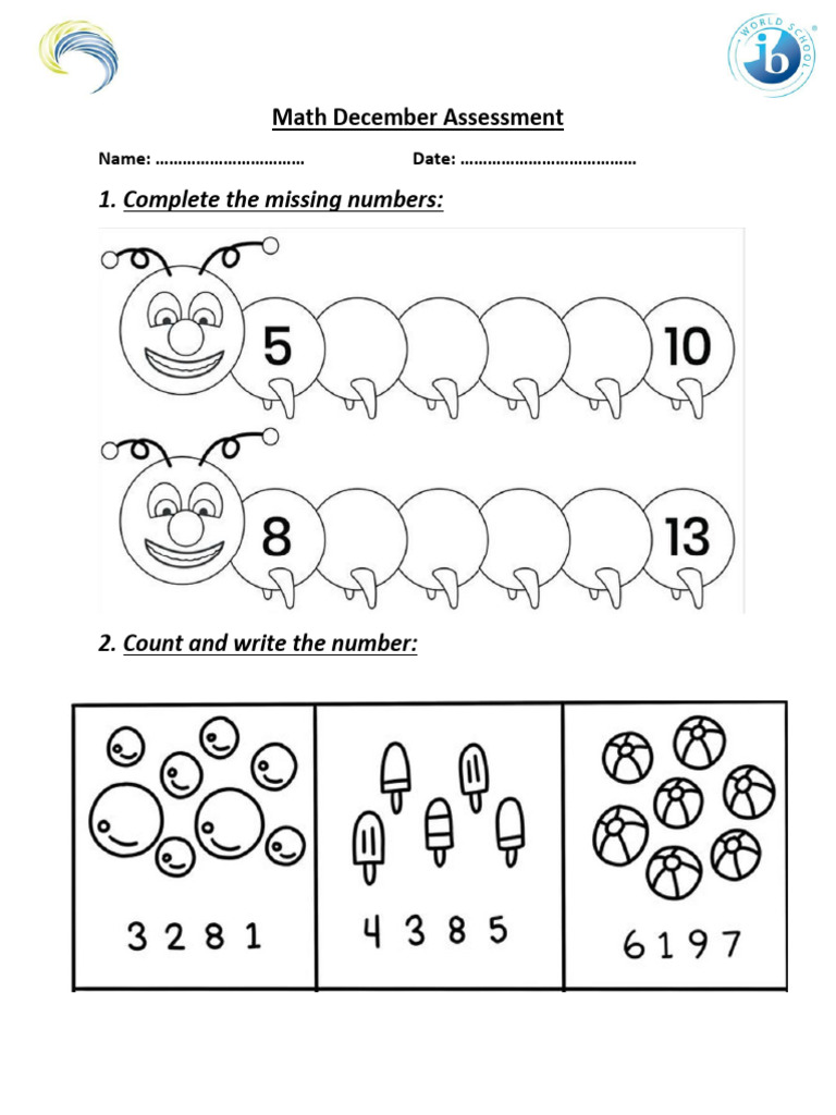 December Math Assessment for Students | PDF