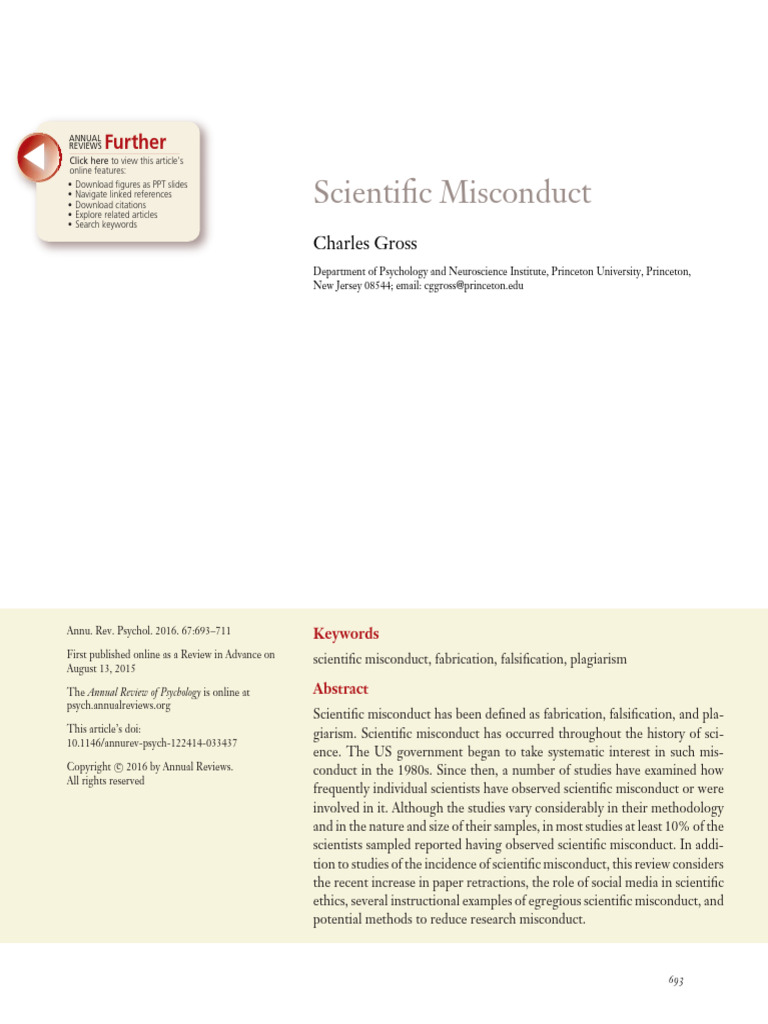 2016 - Gross - Annu Rev Psych - Scientific Misconduct | PDF | Science ...