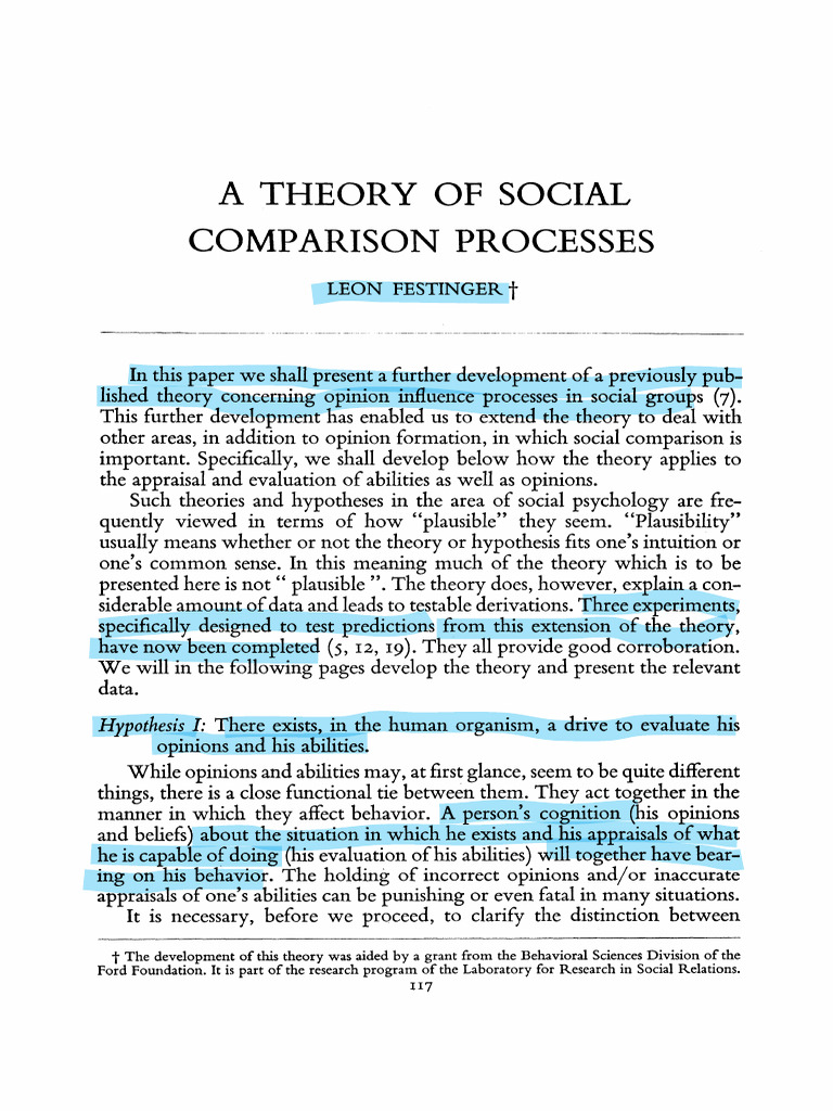 Festinger, L. (1954) - A Theory of Social Comparison Processes. Human ...