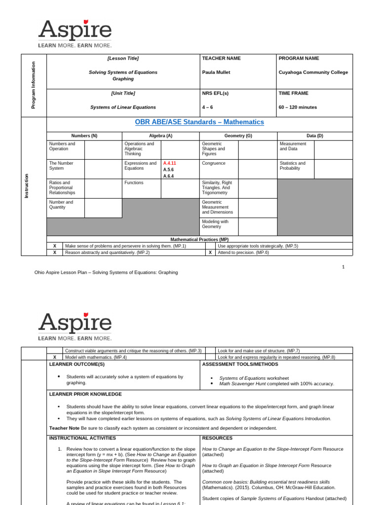 Solving Systems of Equations - Graphing | PDF | Equations | Geometry