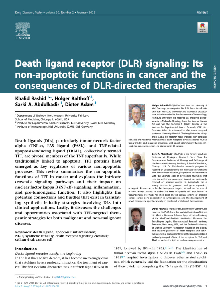 DLR Signaling in Cancer Therapy Insights | PDF | Apoptosis | Proteolysis