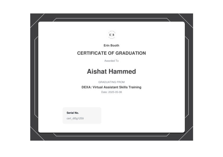 Certificate of Completion For Dexa Virtual Assistant Skills Training | PDF