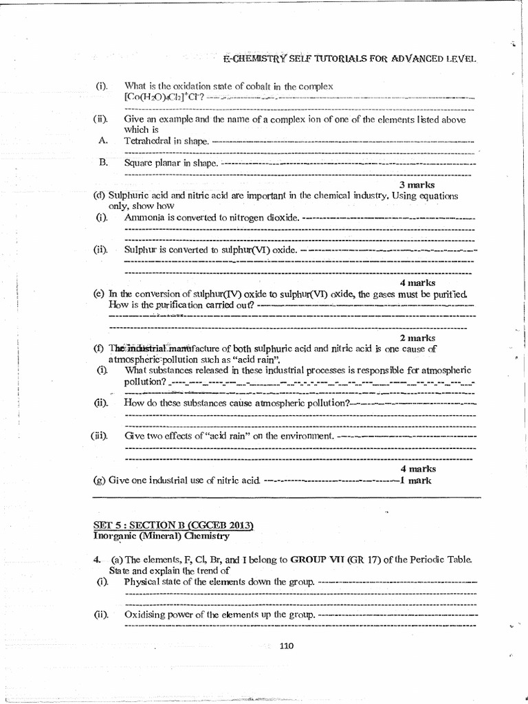 Cameroon GCE Advanced Level Chemistry Pamphlet Part 6 | PDF | Chlorine ...