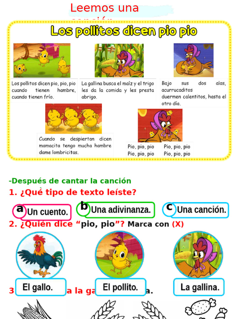 Ficha Leemos Juntos Canción Los Pollitos Dicen Maestra Janet | PDF