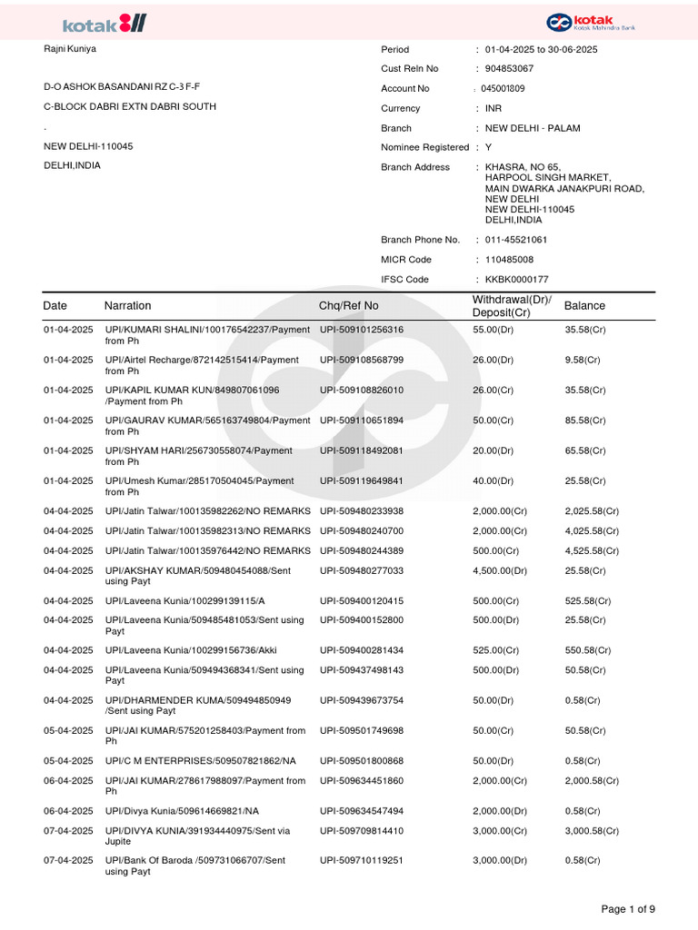 AccountStatement 20 Sep 2024 20 Nov 2024 PDF | PDF | Banking Technology | Financial Technology