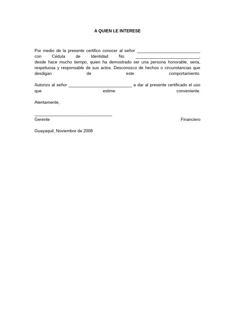 Certificado A Quien Le Interese | PDF