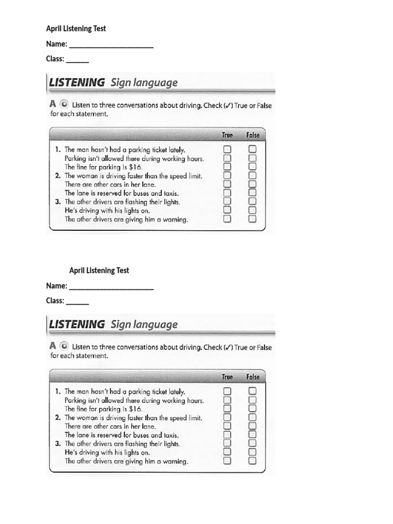 April Listening Test | PDF