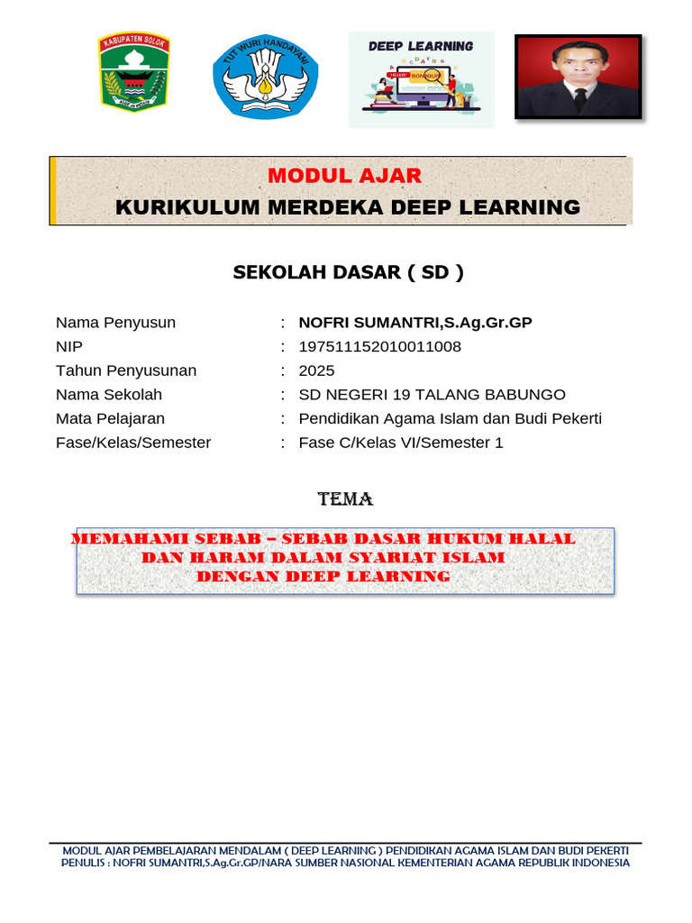 Modul Ajar PM Kelas 6 Bab 4 Memahami Sebab Sebab Hukum Halal Dan Haram Dalam Islam Dengan Deep ...