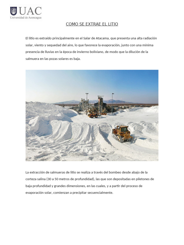 Proceso de Extracción Del Litio S - Juan Pablo Morales | PDF