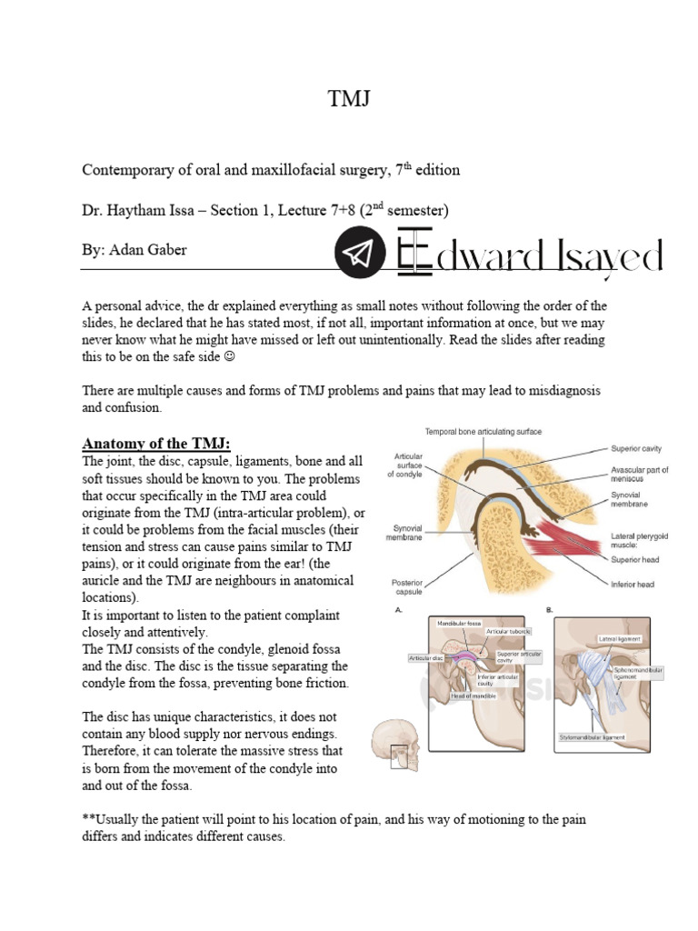 Omfs Summary 17a - TMJ | PDF | Botulinum Toxin | Medical Specialties