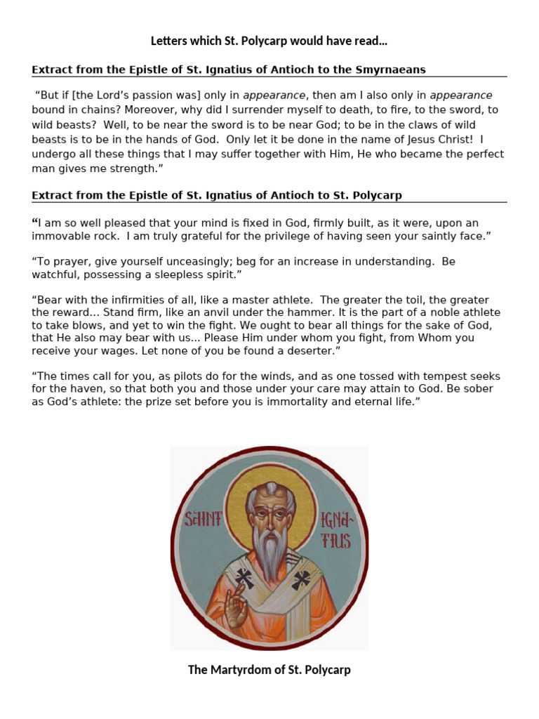 Martyrdom of Polycarp | PDF | Glory (Religion) | Jesus