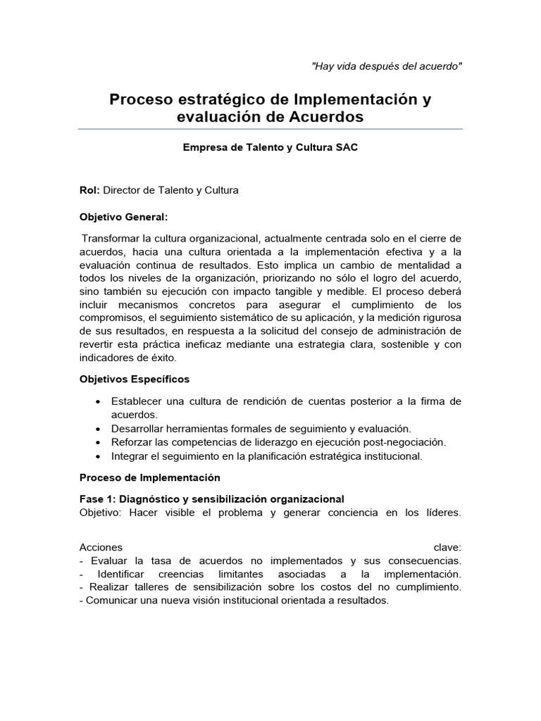 Proceso Estrategico de Implementación de Acuerdos | PDF | Liderazgo ...