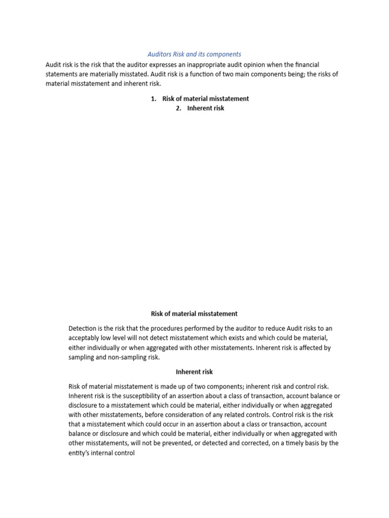 Audit Risk and Its Key Components | PDF