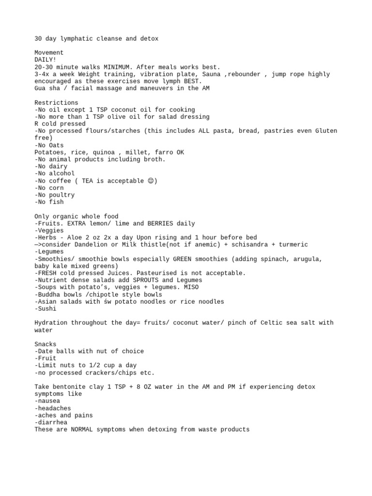 30 Day Lymph Cleanse | PDF