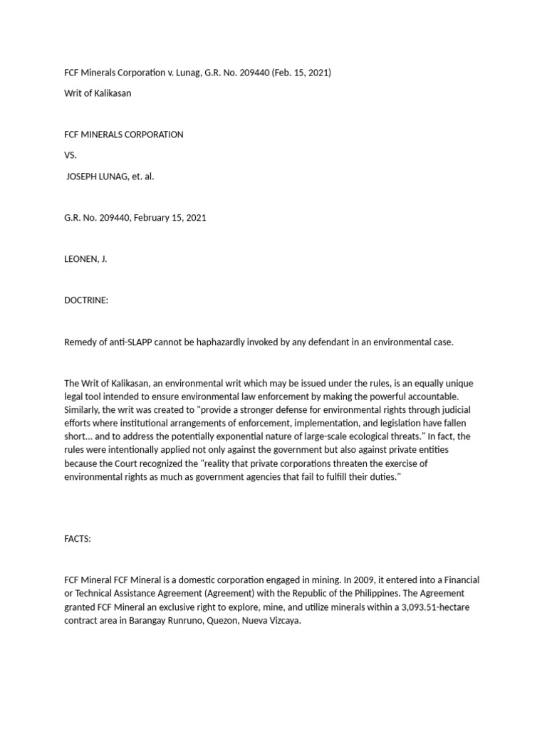 FCF Minerals Corporation V | PDF | Mining | Mandamus