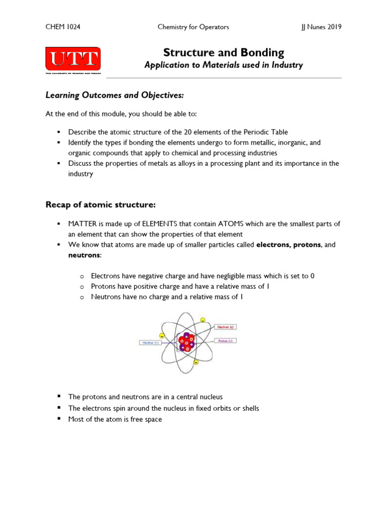 Structure and Bonding-1 | PDF | Ion | Chemical Bond