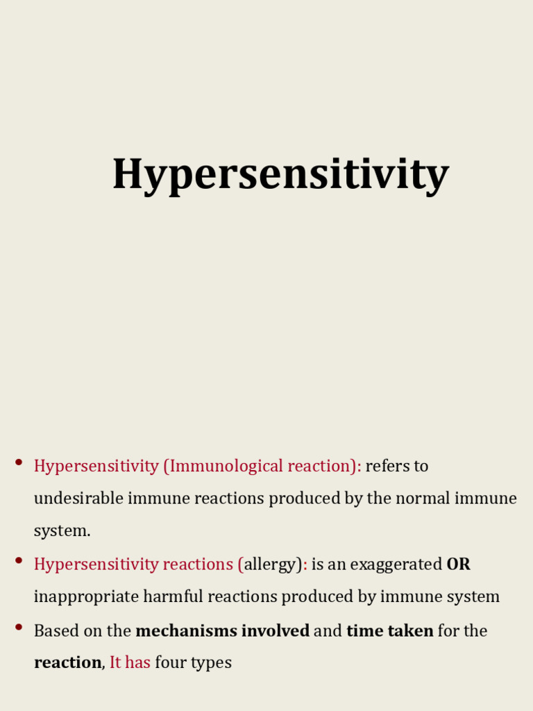 Types and Mechanisms of Hypersensitivity | PDF | Immune System | Allergy
