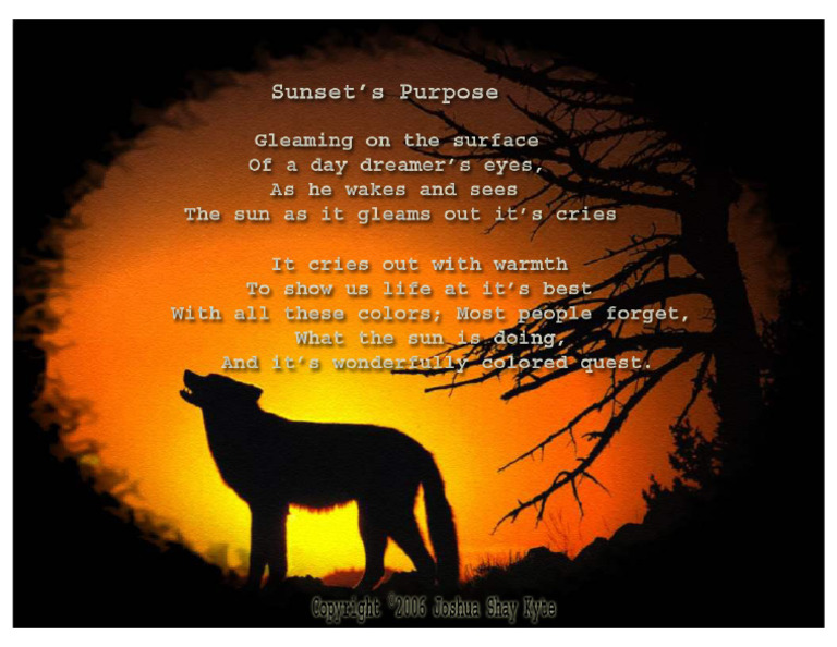 Sunset's Purpose Poem - Joshua Kyte | PDF