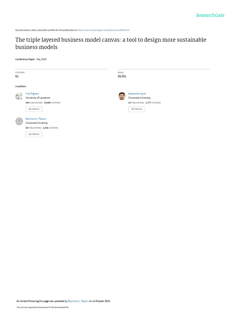 Triple Layered Business Model Canvas | PDF | Life Cycle Assessment ...
