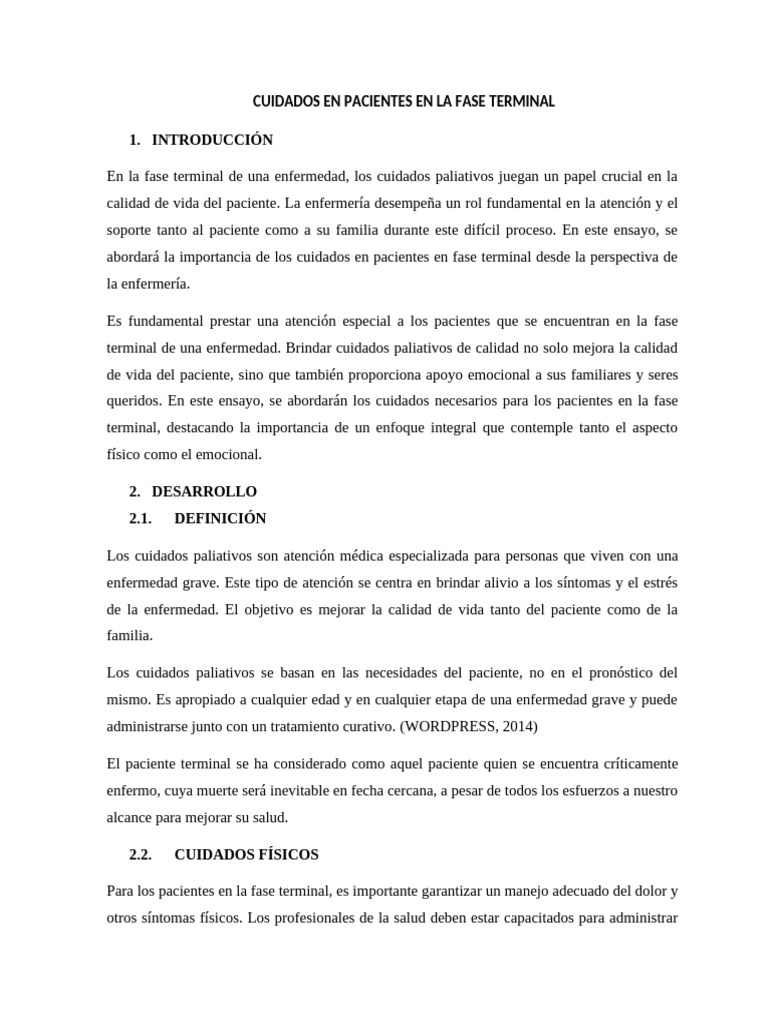 Cuidados Paliativos en Pacientes Terminales | PDF | Cuidados paliativos ...