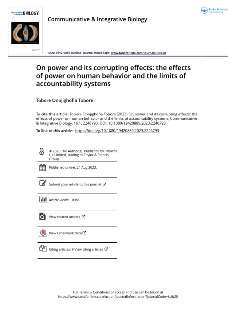 On Power and Its Corrupting Effects The Effects of Power On Human ...