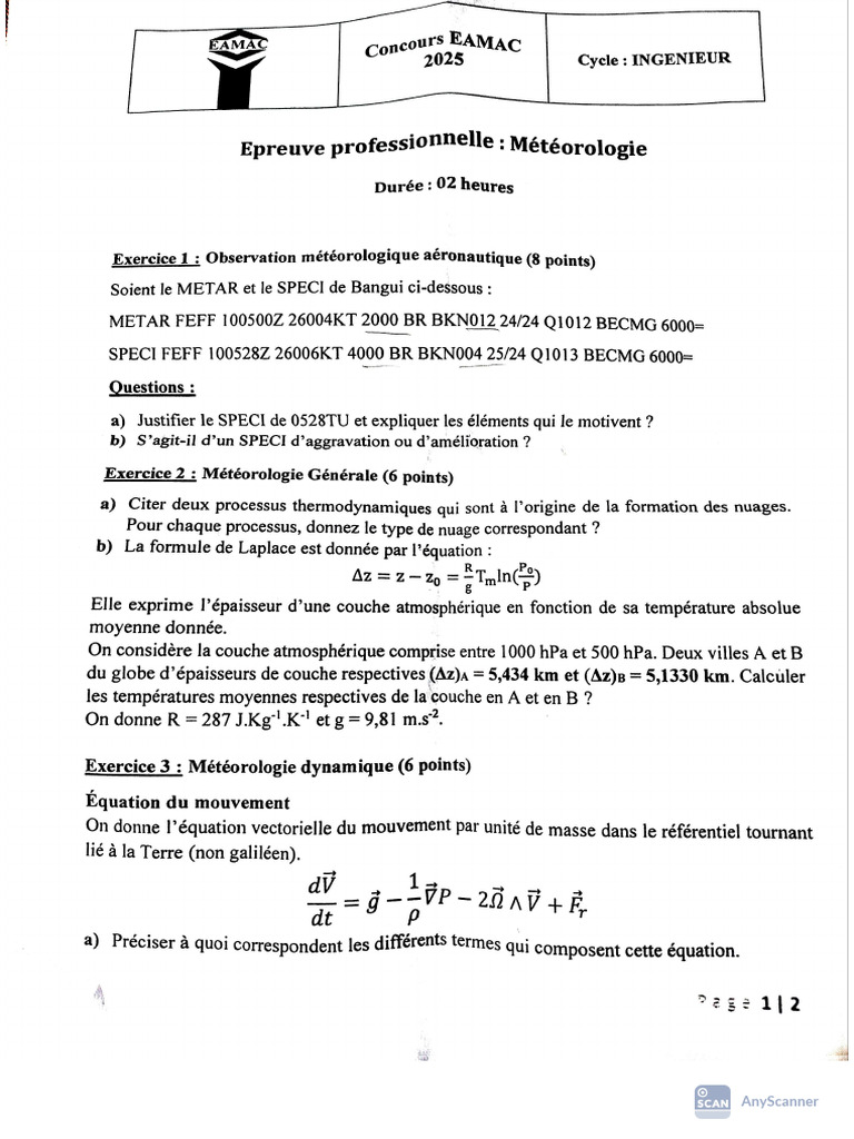 Épreuve Prof MTO 2025 | PDF