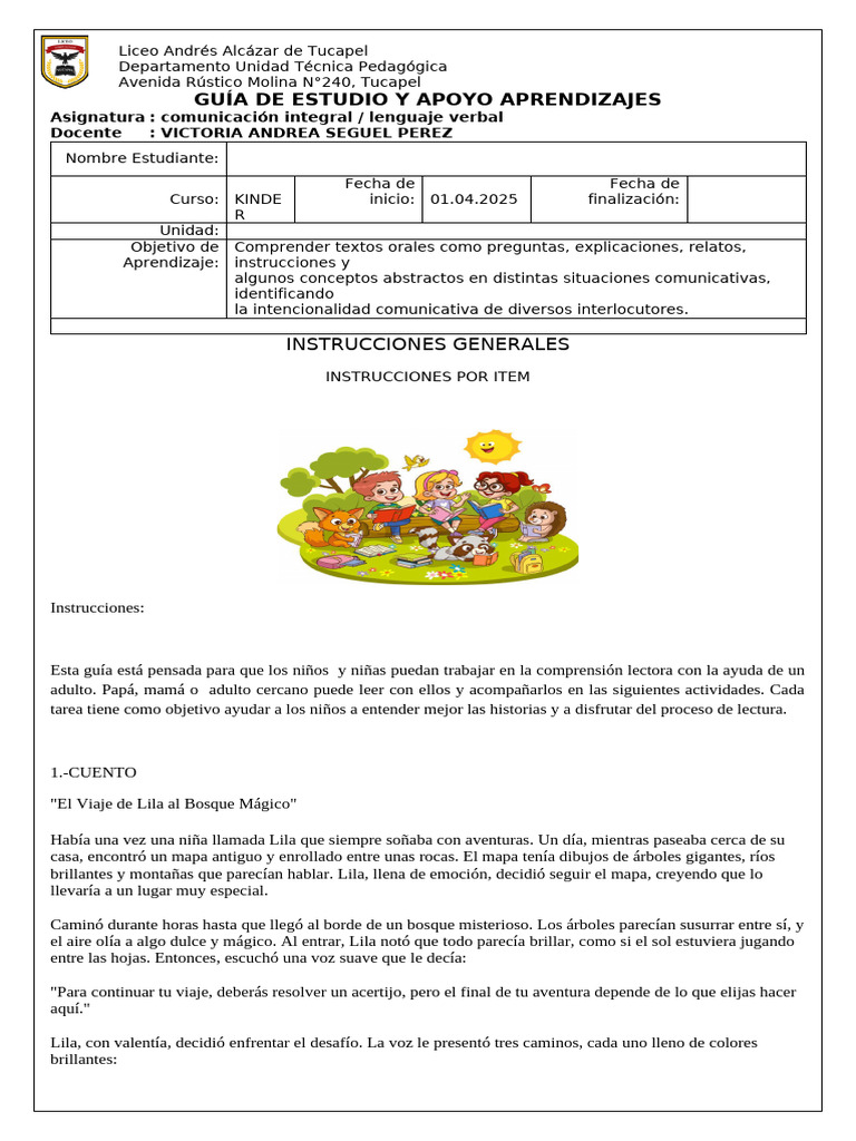 Kinder Lenguaje Guía de Estudio y Apoyo Aprendizajes - 31.03.2025 (1 ...