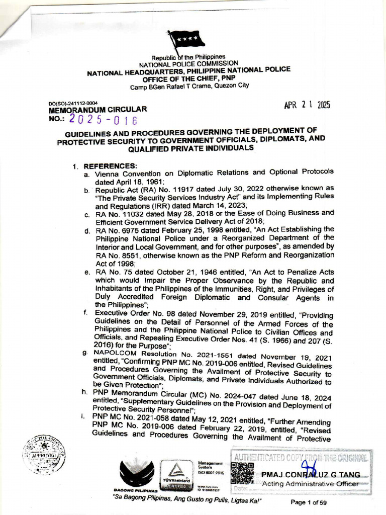 PNP MC 2025 016 Guidelines Governing The PSP Authenticated Copy Fc01d8ee 3407 411a A094 ...