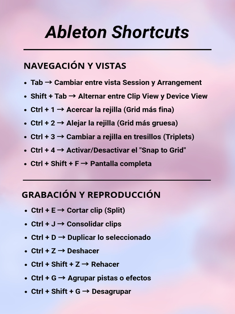 Atajos Esenciales en Ableton | PDF