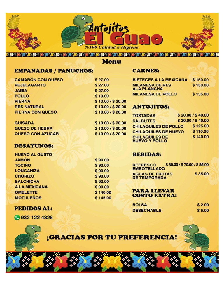 Menú El Guao | PDF