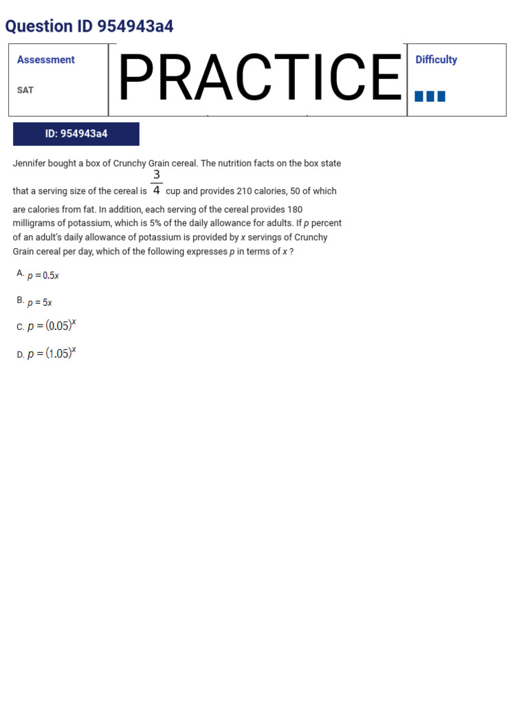 SAT Practice: Percentage Problems | PDF | Sat | Percentage