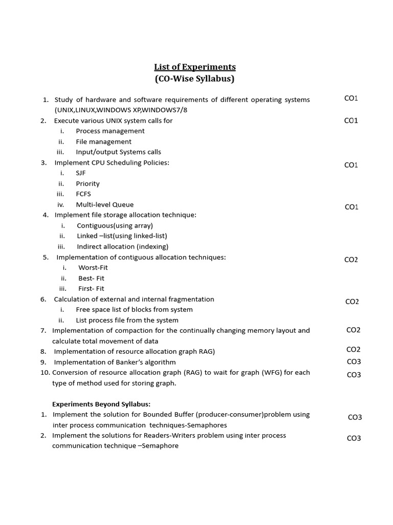 OS Lab Manual (For Students) | PDF | Scheduling (Computing) | Operating System