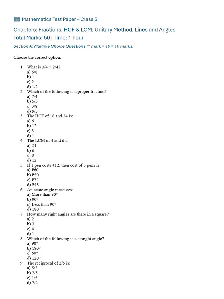 Fraction Rishu Exam | PDF | Angle | Triangle