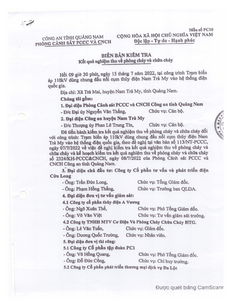 Biên Bản Nghiệm Thu PCCC | PDF