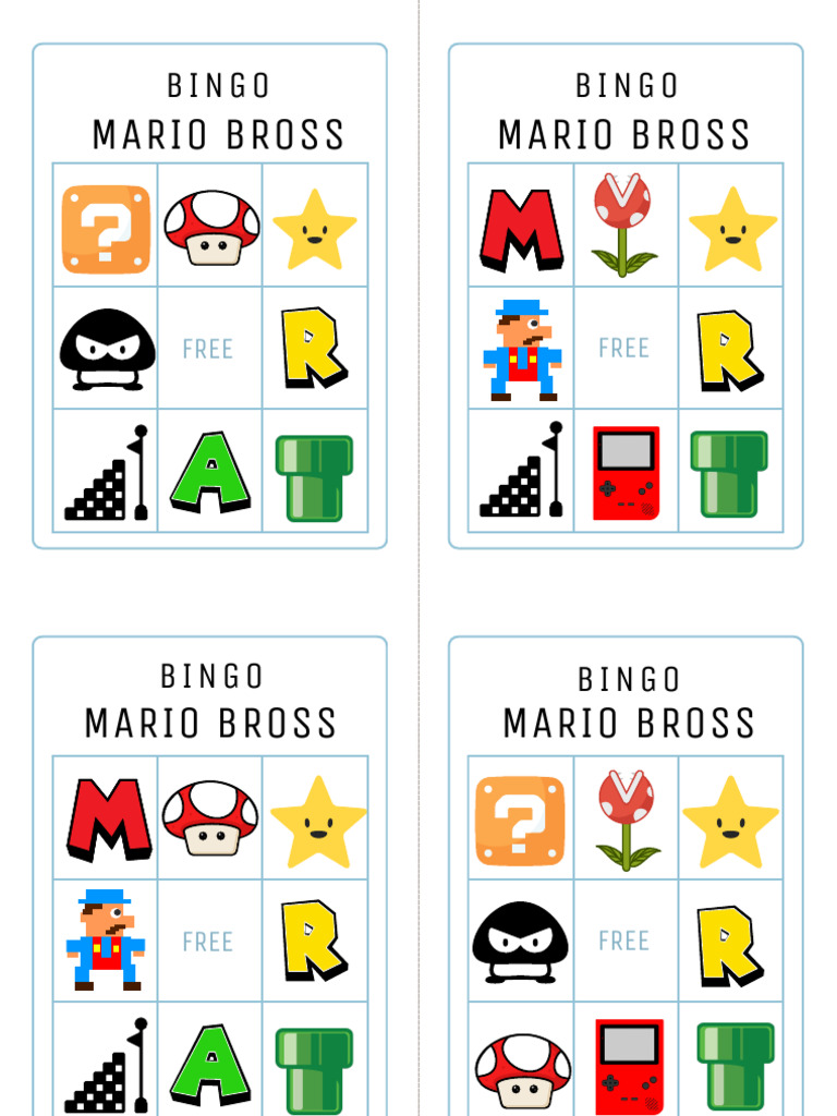 Spring Bingo Worksheet in Colorful Cute Style Mario Bross | PDF