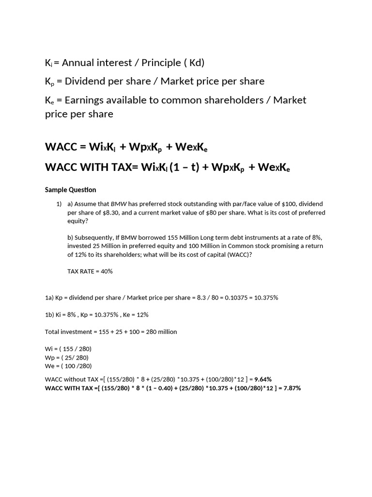Part 6-WACC FORMULA AND SAMPLE QUESTION-Part 6 | PDF
