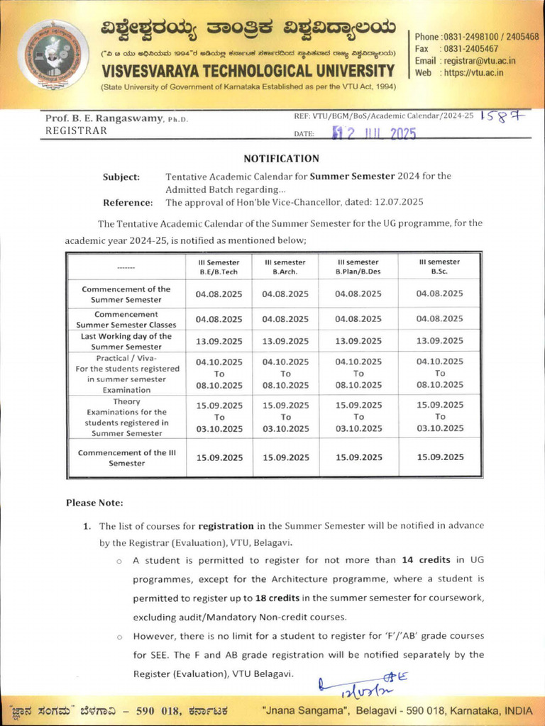 1587 - Summer Semester Academic Calendar | PDF